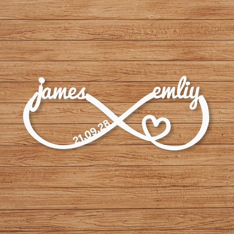 Personalized Infinity Heart Name Date Metal Sign Custom Names Metal ...