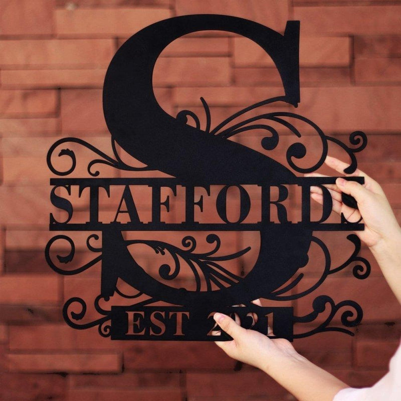 Custom Name Metal Sign Initial Split Letter Monogram Sign Personalized ...