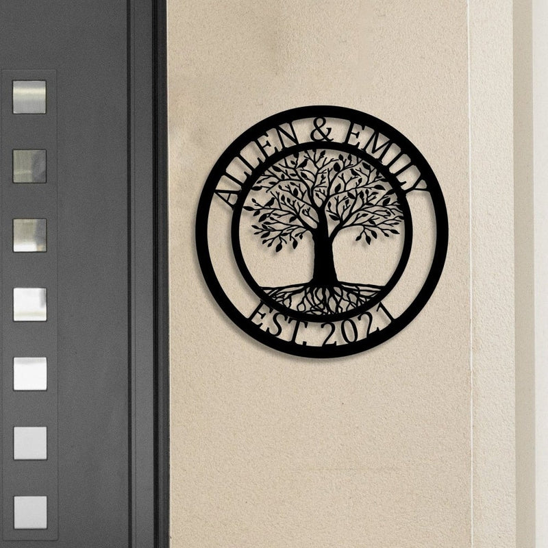 Personalized Elaborate Tree Of Life Metal Monogram Sign - iWantDIY